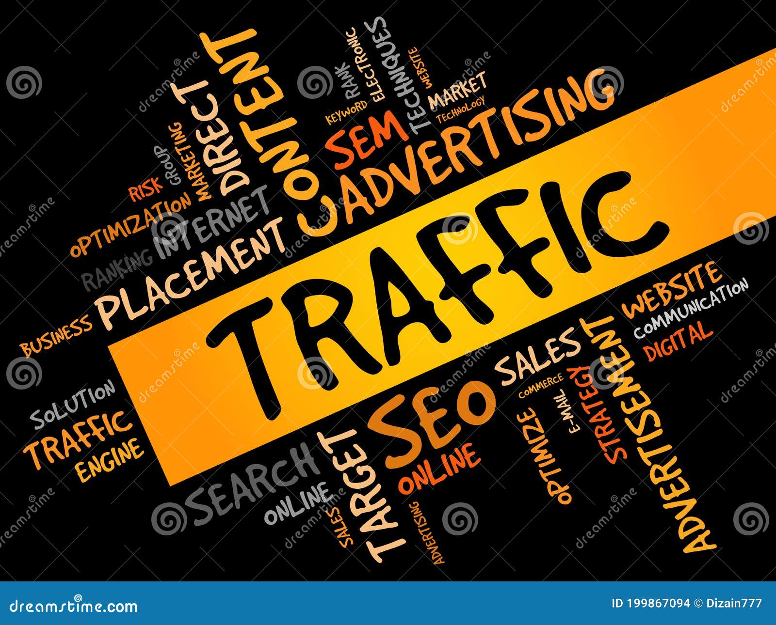 TRAFFIC word cloud stock illustration. Illustration of analyze - 199867094