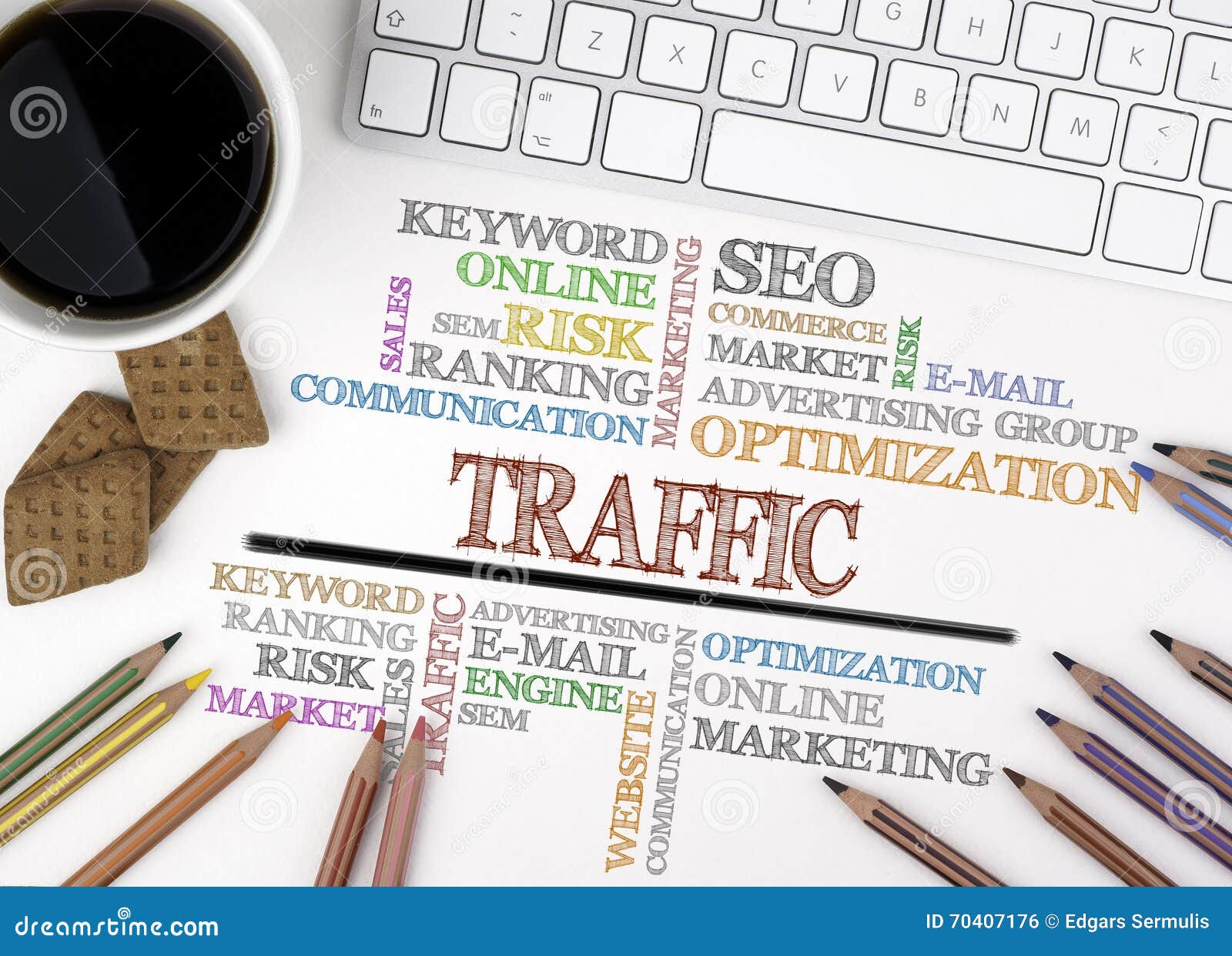 Traffic Word Cloud, Business Concept. White Office Desk Stock Photo ...