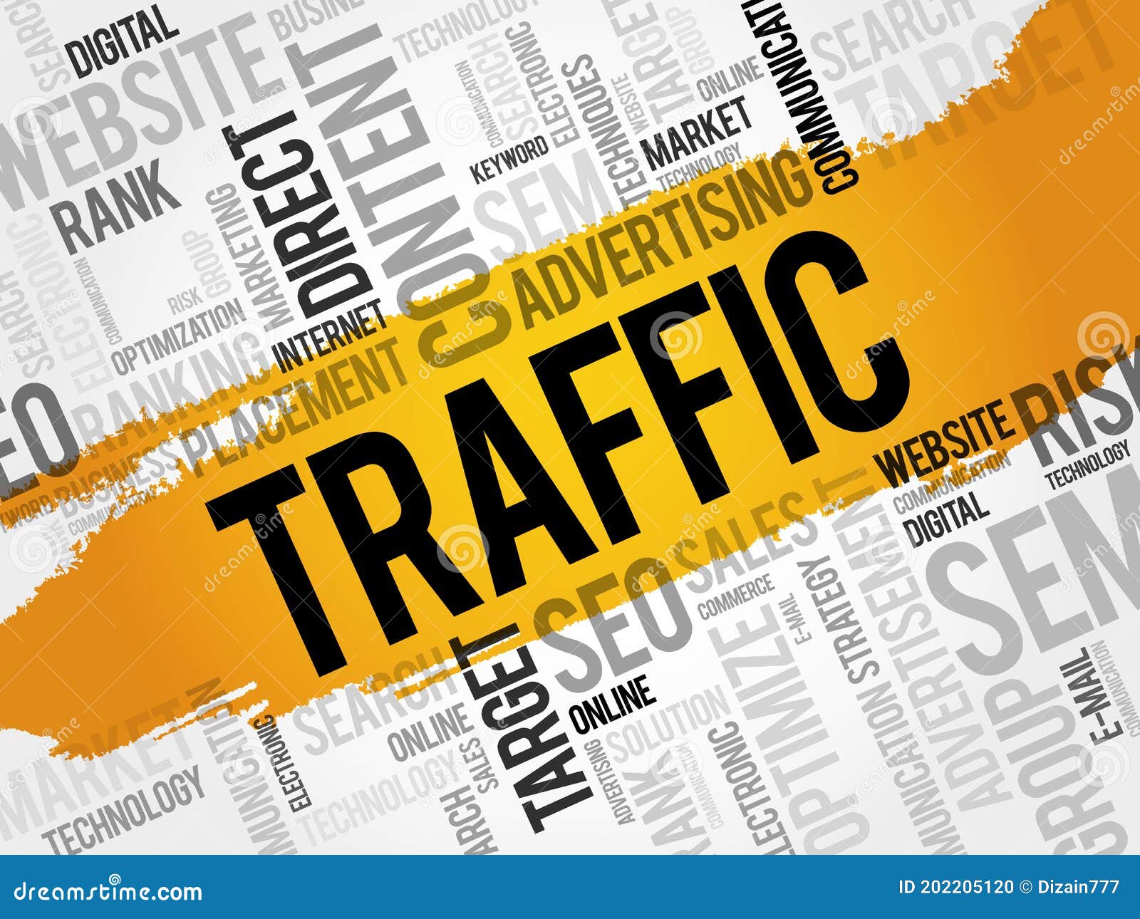 TRAFFIC word cloud stock illustration. Illustration of site - 202205120