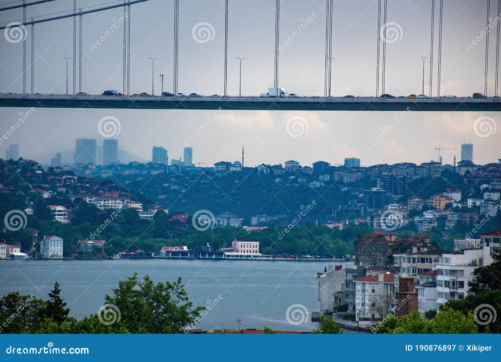 Traffic jam on the bridge stock image. Image of urban - 190876897