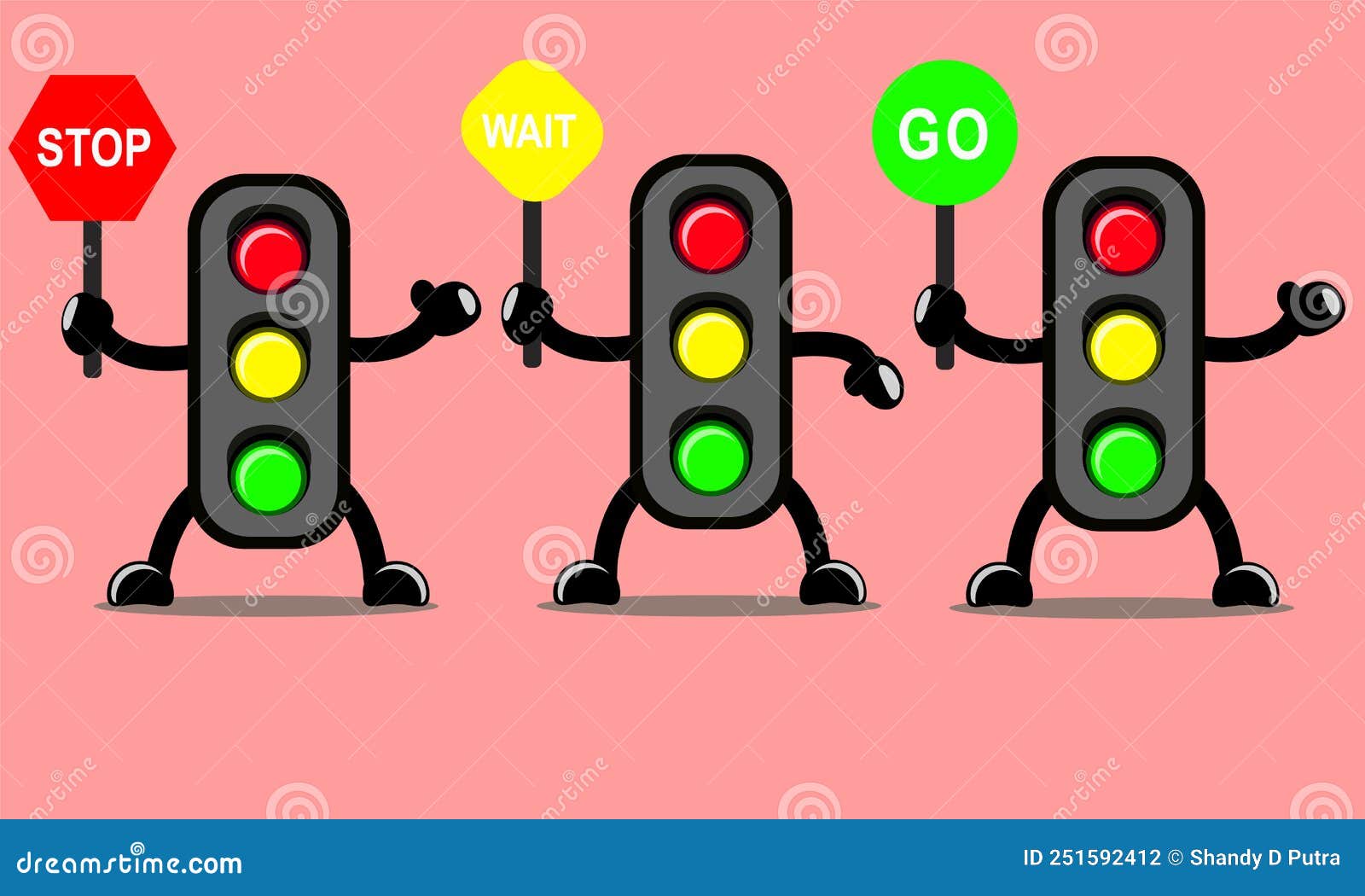 Cartoon traffic light stock vector. Illustration of suitable - 251592412