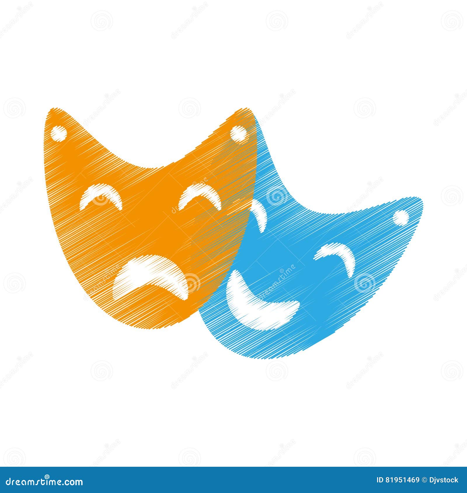 Tragedy And Comedy Theater Masks Set. Collection Of Theater Masks ...