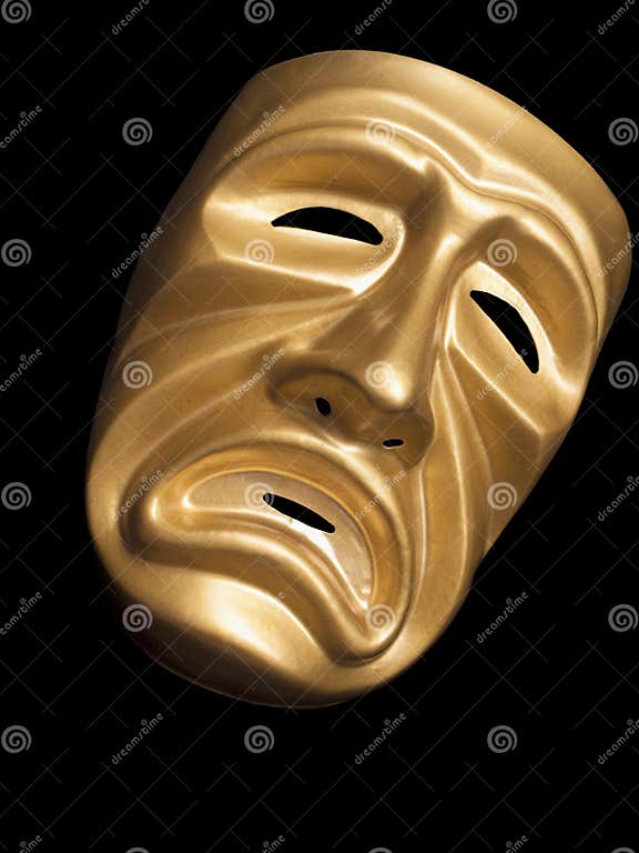 Tragedy Mask on Black Background Stock Image - Image of isolated ...