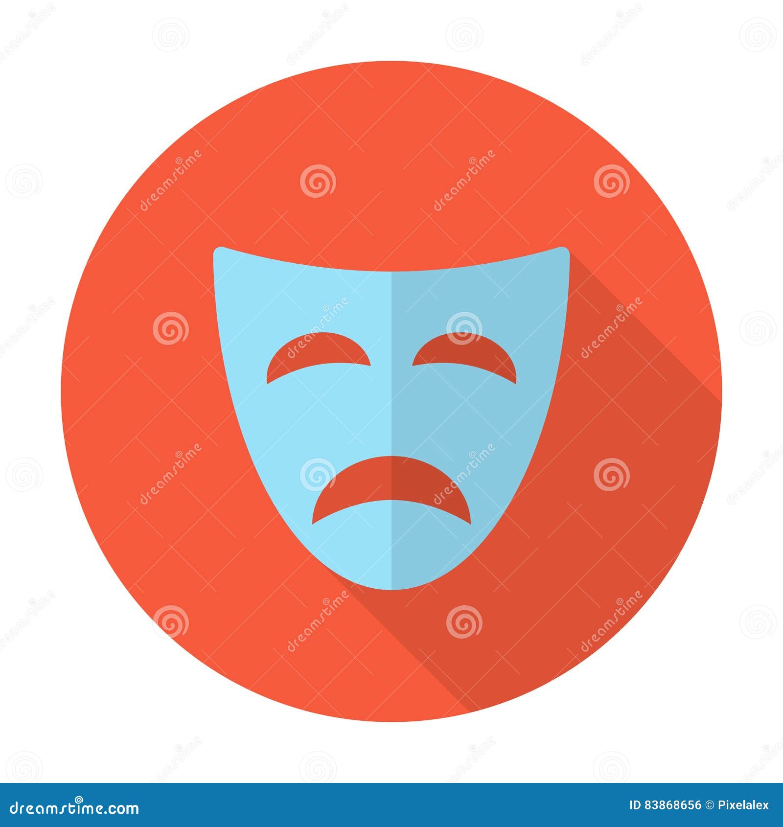 Tragedy mask flat icon stock vector. Illustration of traditional - 83868656
