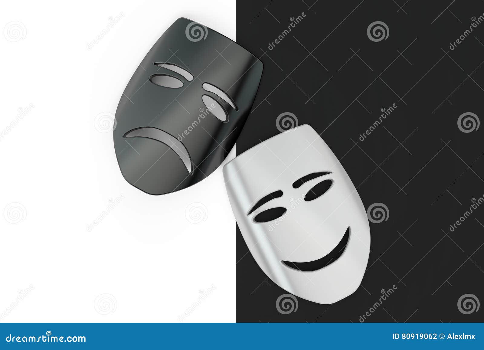 Tragicomic Theater Masks, 3D Stock Illustration - Illustration of ...