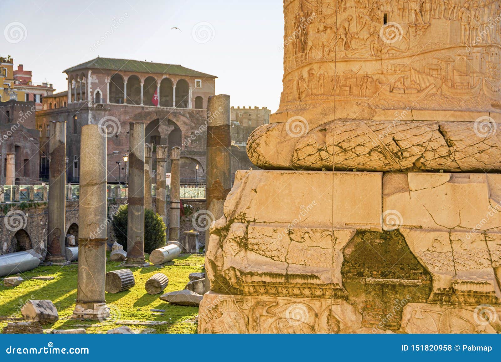 Traian Column Detail in Rome Stock Photo - Image of colosseo, building ...