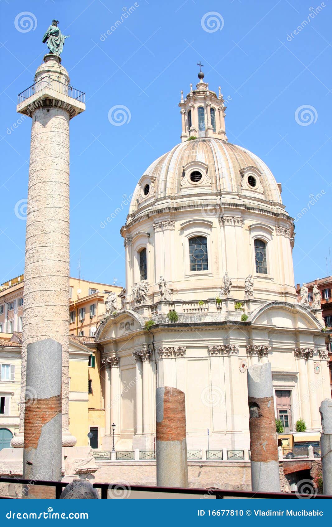 Traian Column and Santa Maria Di Loreto Stock Photo - Image of italy ...