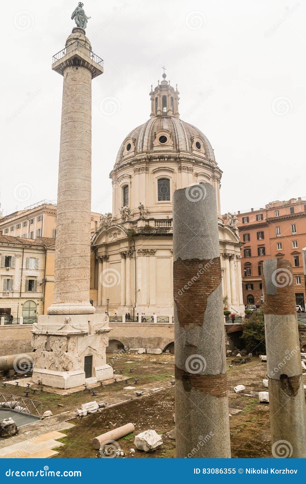 Traian Column and Santa Maria Di Loreto in Rome Editorial Image - Image ...