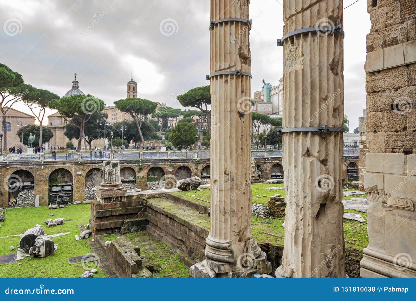 Traian Forum ruins in Rome stock photo. Image of ruin - 151810638
