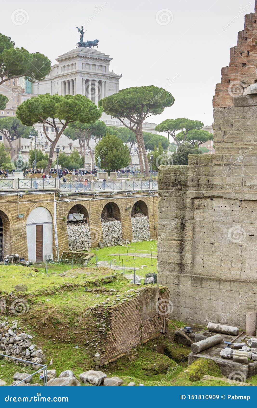 Traian Forum ruins in Rome stock image. Image of ruin - 151810909