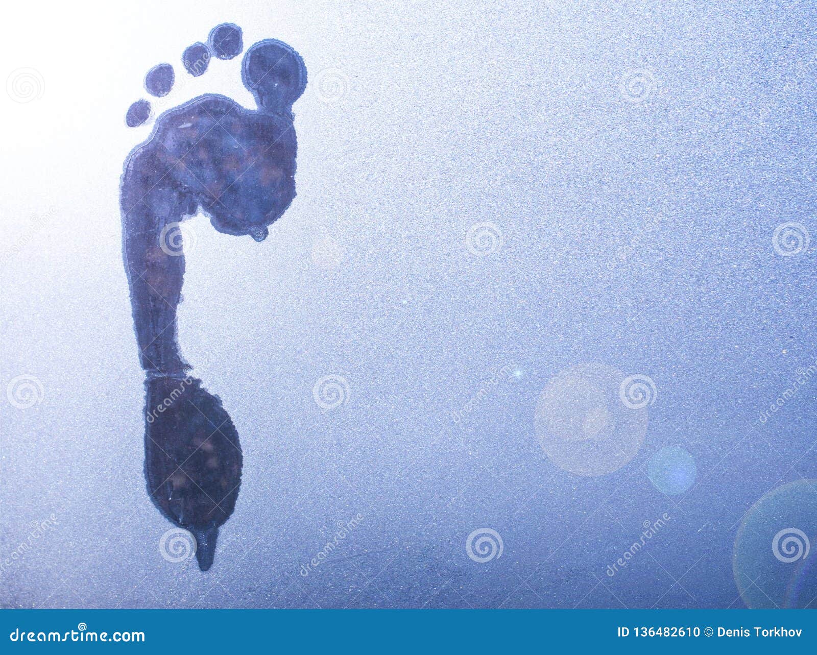 Trail of a Bare Foot on Frozen Glass Stock Photo - Image of cool ...