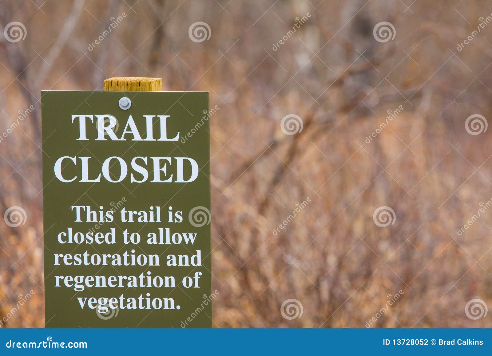 Trail closed stock photo. Image of sign, meadow, field - 13728052