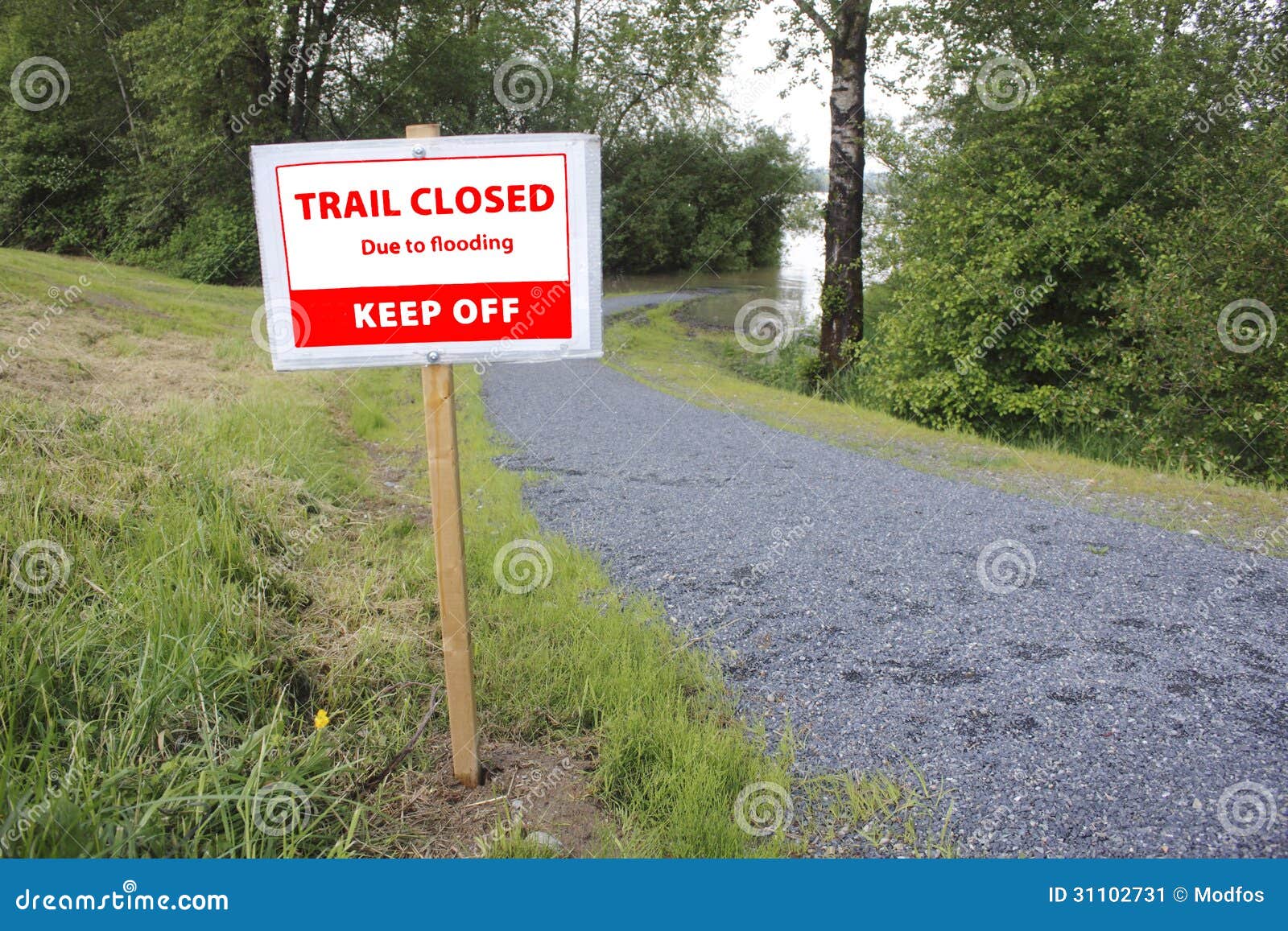 Trail Closed Sign stock image. Image of poster, flooding - 31102731