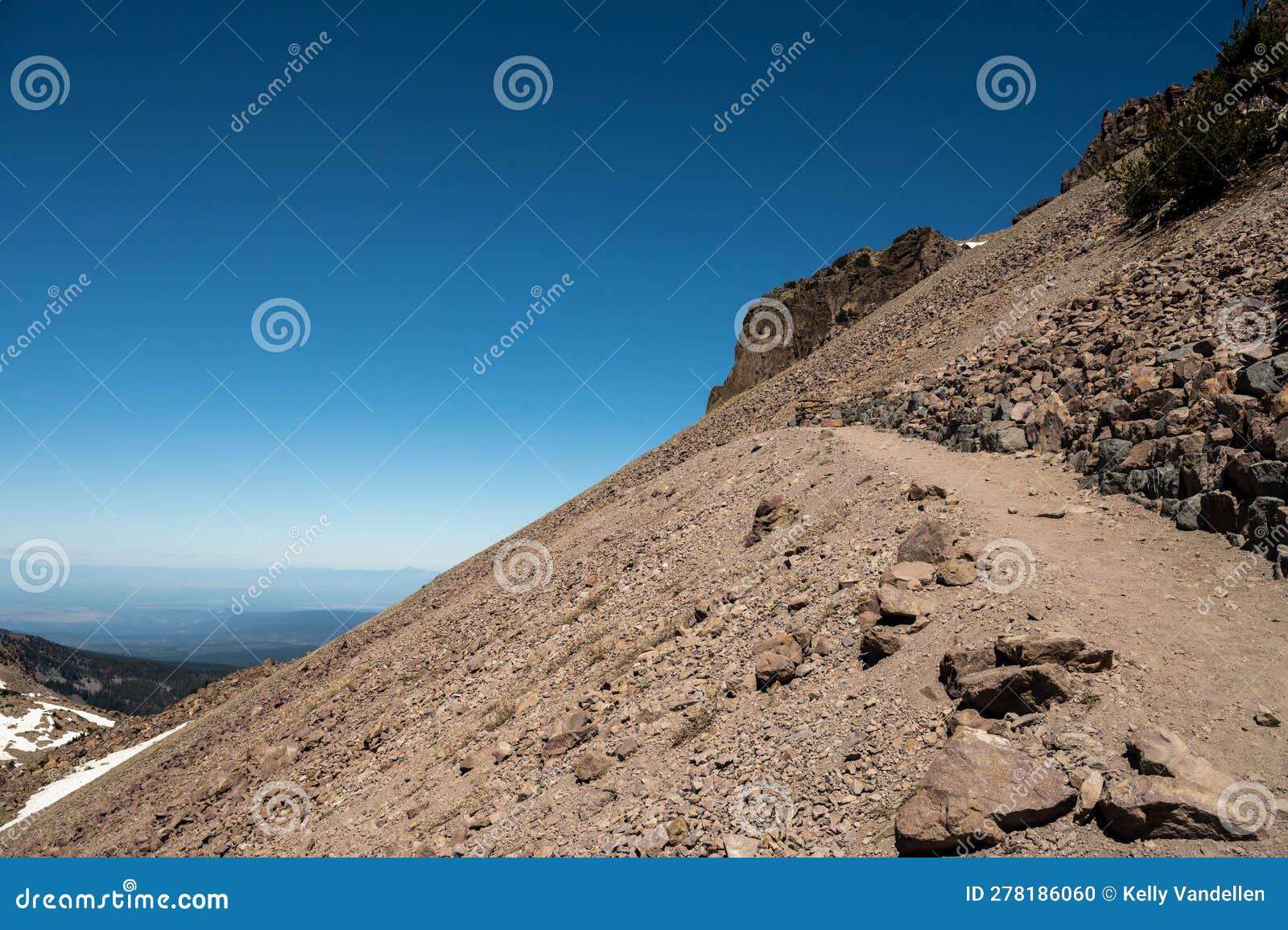 Trail Cuts into the Steep Cliffs of Lassen Peak Stock Photo - Image of ...