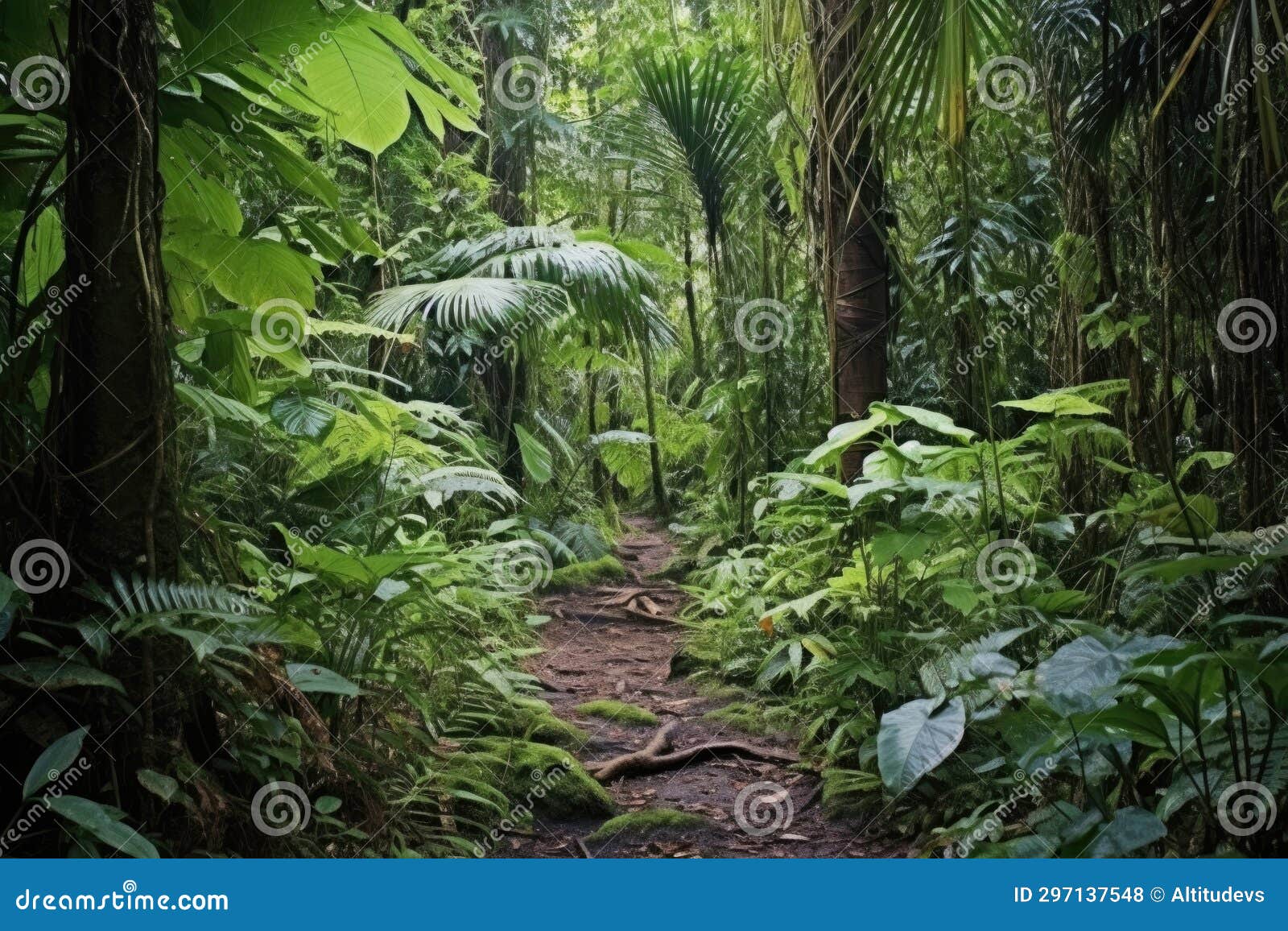 A Trail through a Dense Tropical Jungle Stock Photo - Image of greenery ...