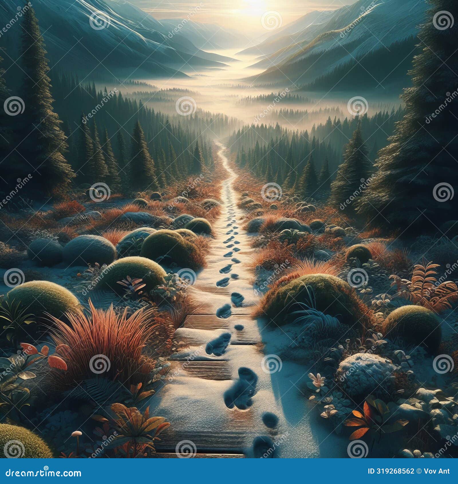 A Trail of Footprints Leading into the Distance, Photo V Stock ...