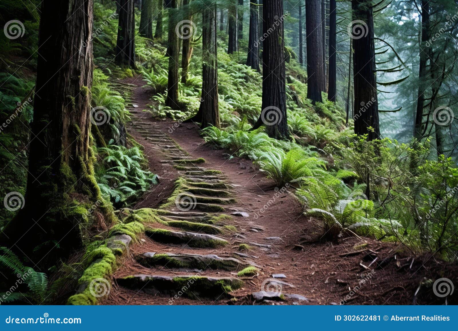 A Trail in the Forest with Steps Leading Up To the Trees Stock ...