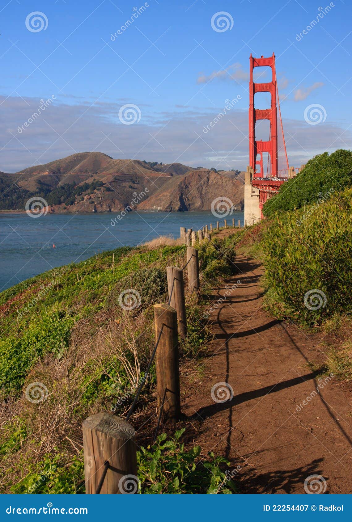 Trail by Golden Gate Bridge Stock Image - Image of freeway, francisco ...