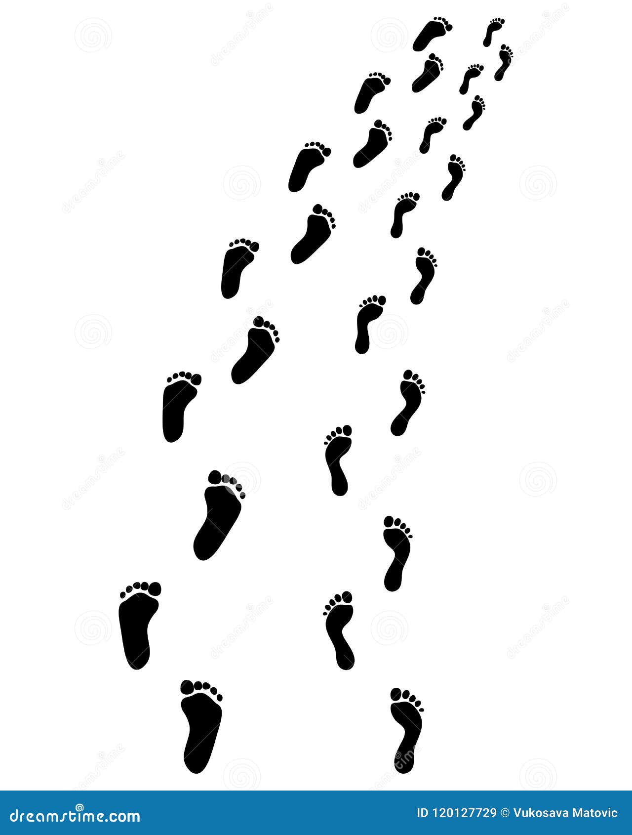 Trail of Human Bare Footsteps Stock Illustration - Illustration of ...