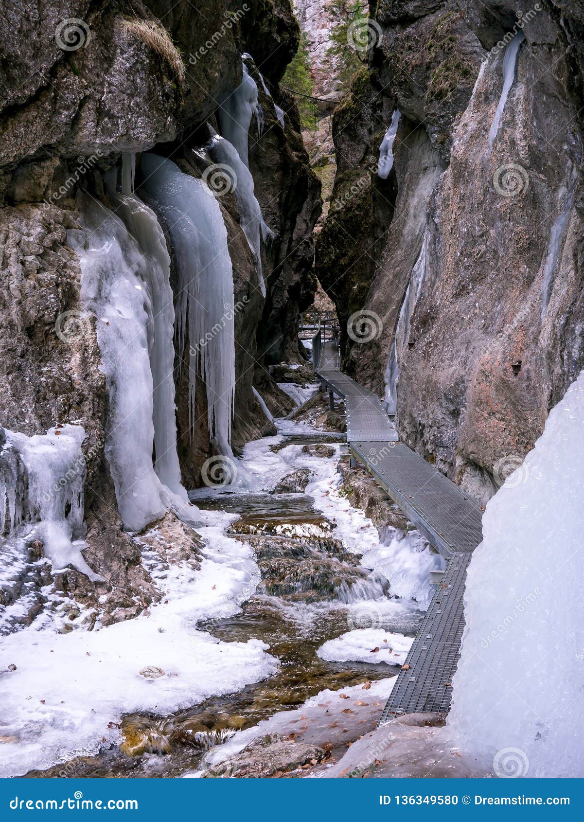 Trail through icefalls stock photo. Image of gorge, beauty - 136349580