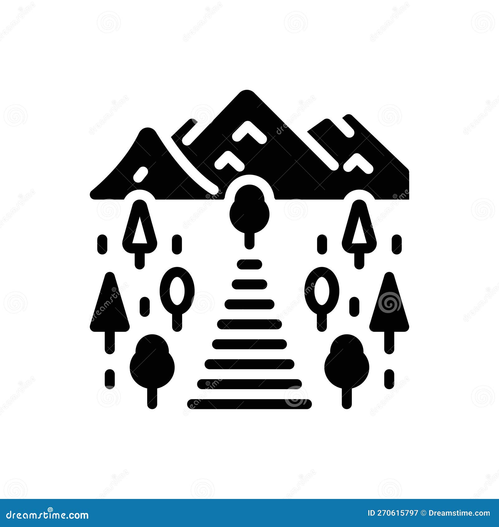 Black Solid Icon for Trail, Footpath and Mountain Stock Vector ...