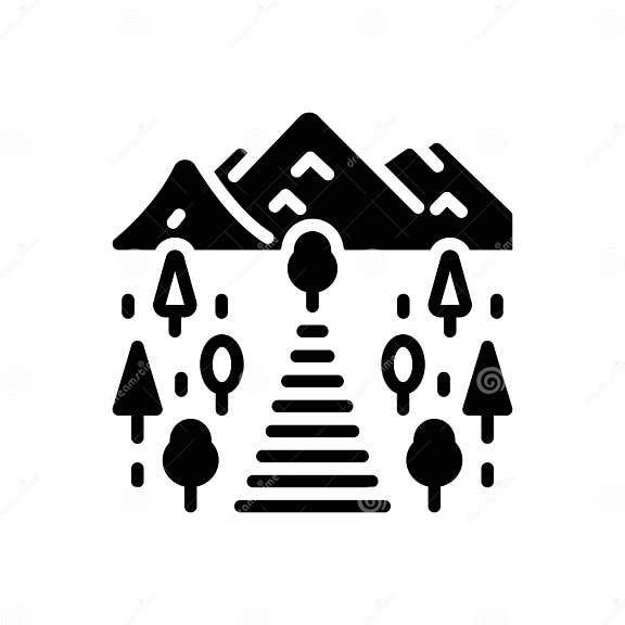 Black Solid Icon for Trail, Footpath and Mountain Stock Vector ...