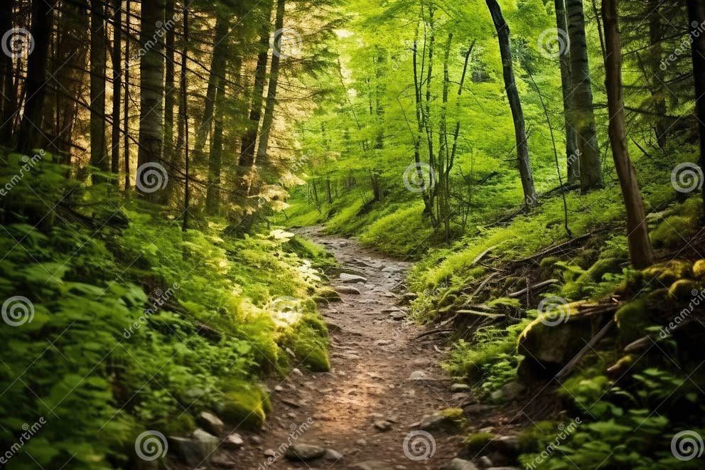A Trail Leading into Deep Forest Stock Photo - Image of woodland ...