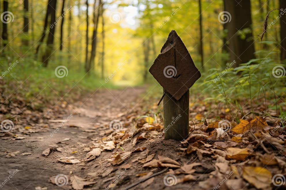 Trail Marker with Arrow Pointing in the Direction of the Trail Stock ...