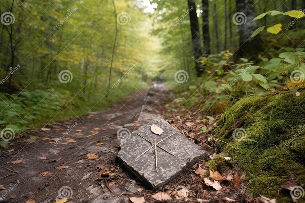 Trail Marker with Arrow, Pointing the Way Forward Stock Illustration ...
