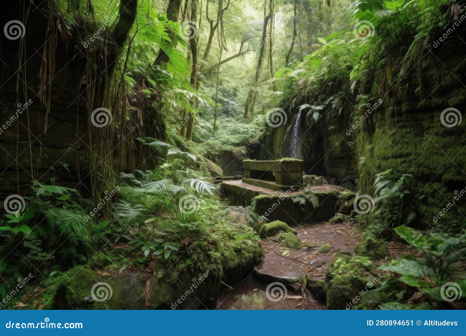Trail Markers Leading To Hidden Waterfall, Surrounded by Lush Greenery ...