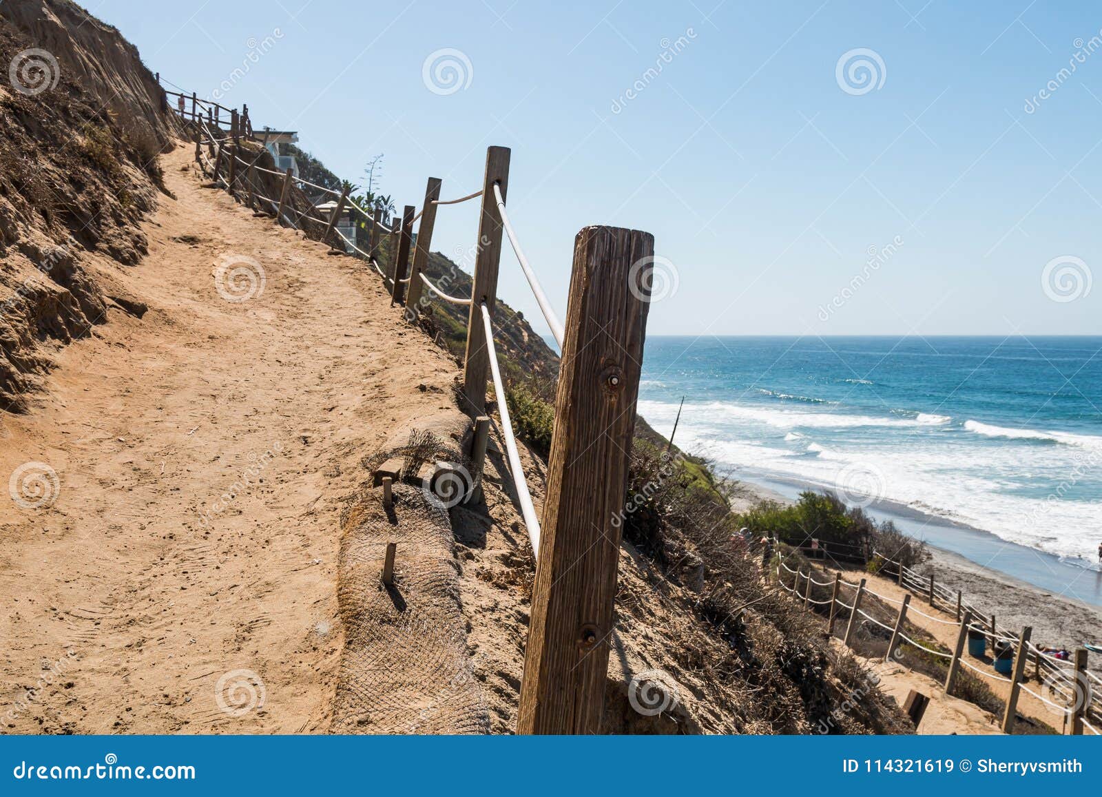 Trail Providing Beach Access at Beacon`s Beach Stock Image - Image of ...