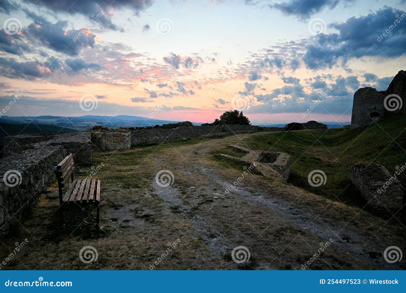 Trail in a Ruined Fort on the Sunset Stock Image - Image of building ...