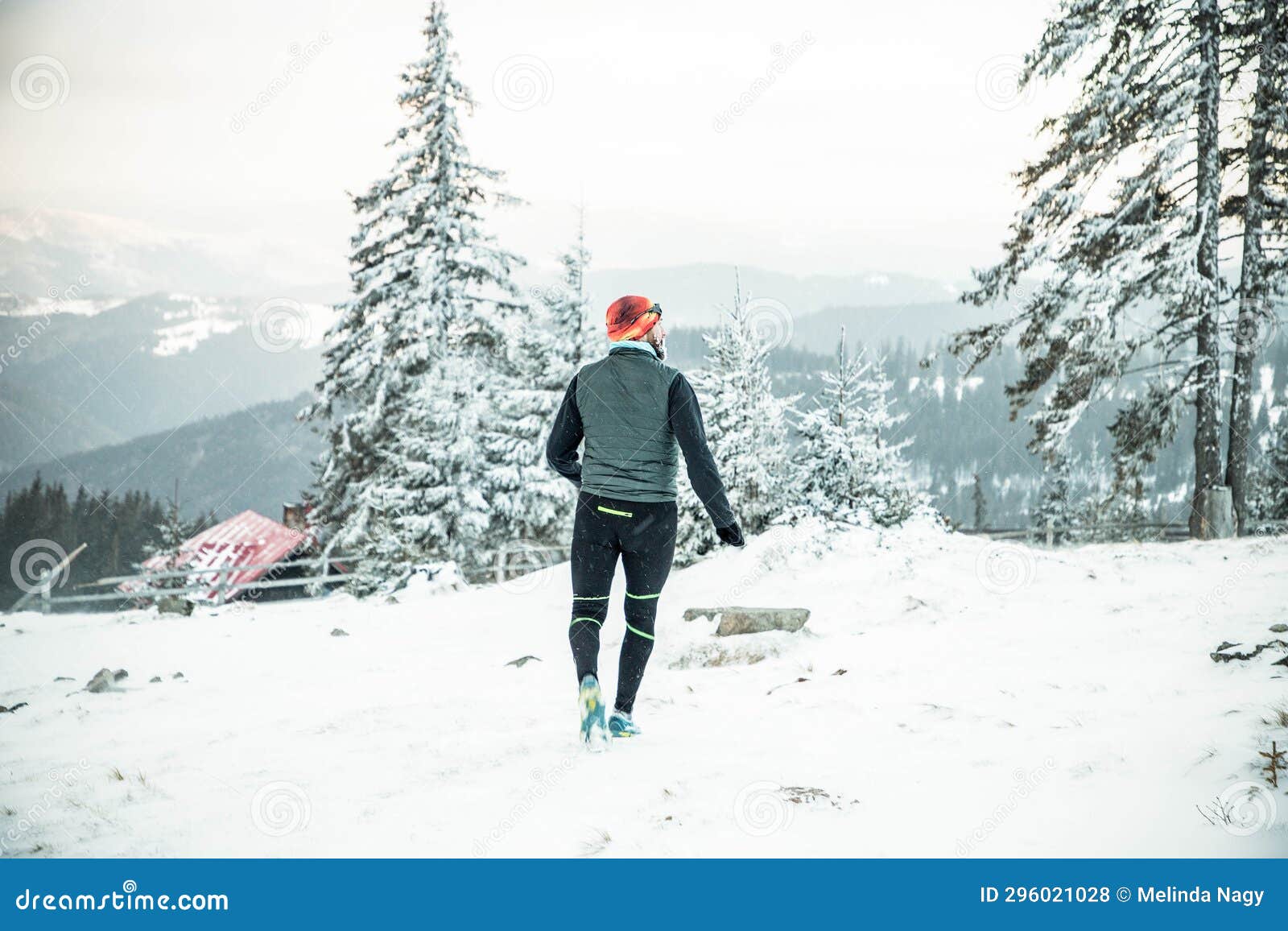 Trail Runner with Frozen Beard Training in Winter Landscape Stock Photo ...