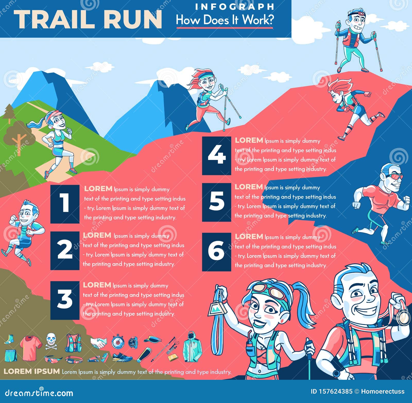 Trail Running How Does it Work Infographics Stock Vector - Illustration ...