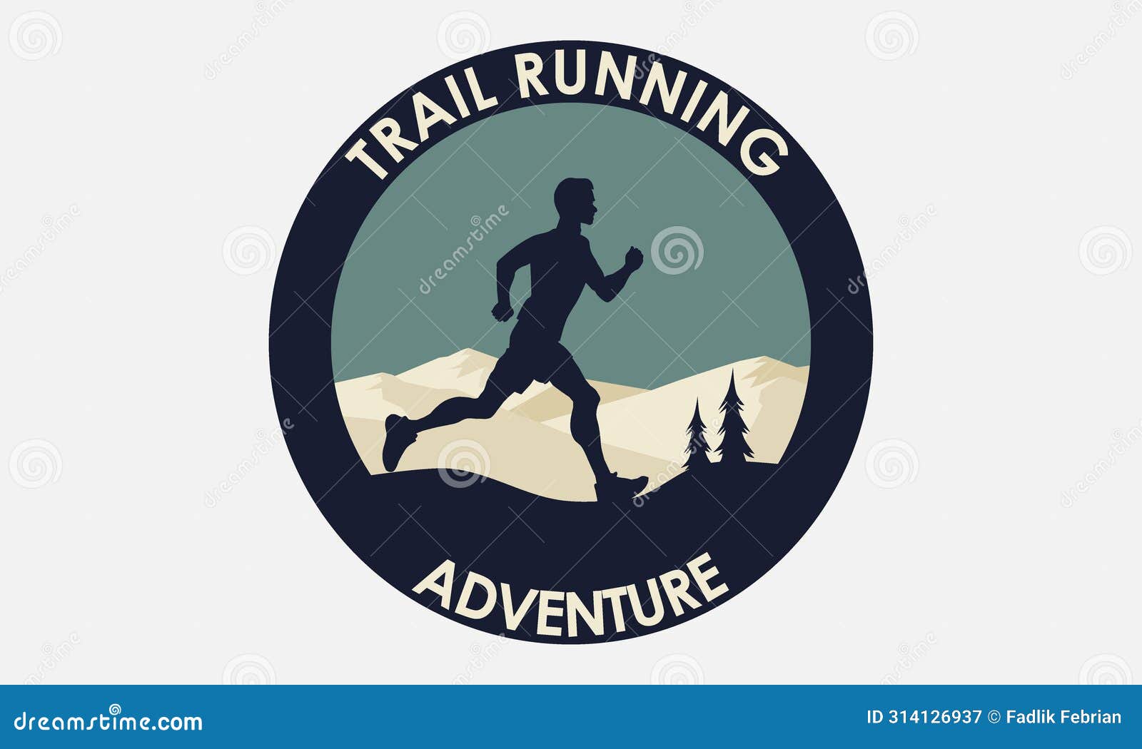 Trail Running Logo Badge Design Stock Vector - Illustration of people ...
