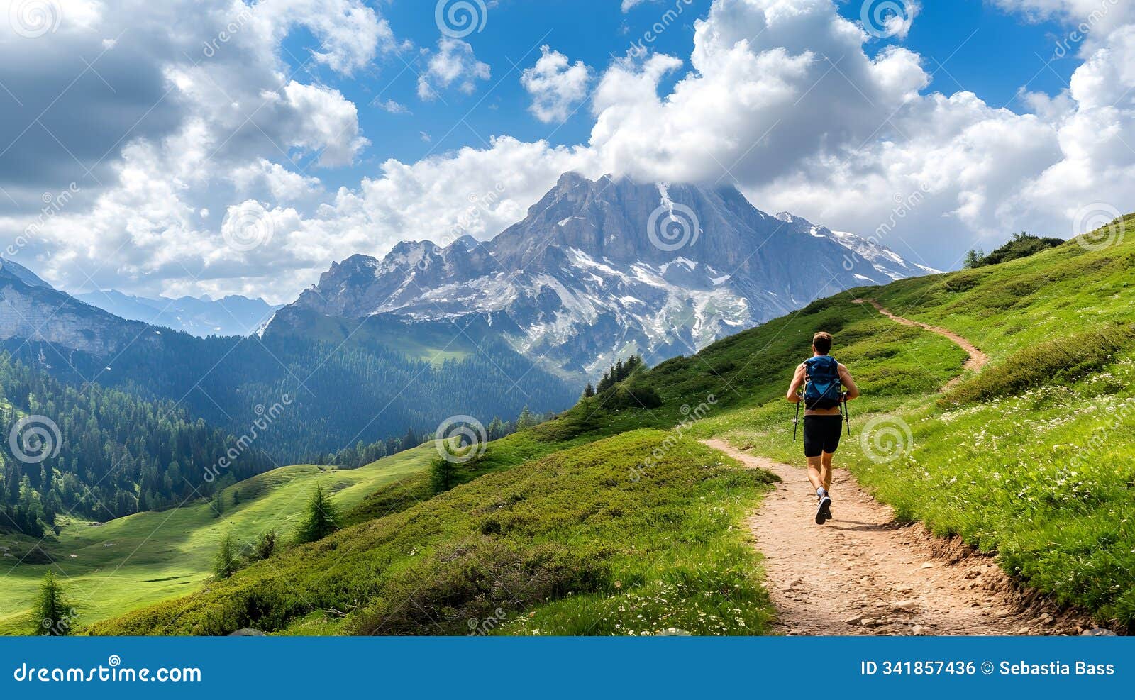 Trail Running in the Mountain Stock Photo - Image of sport, adult ...