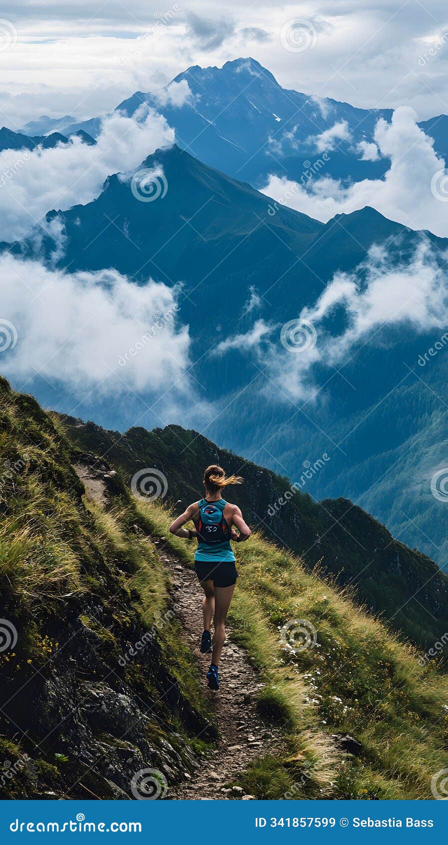 Trail Running in the Mountain Stock Image - Image of summer, adult ...