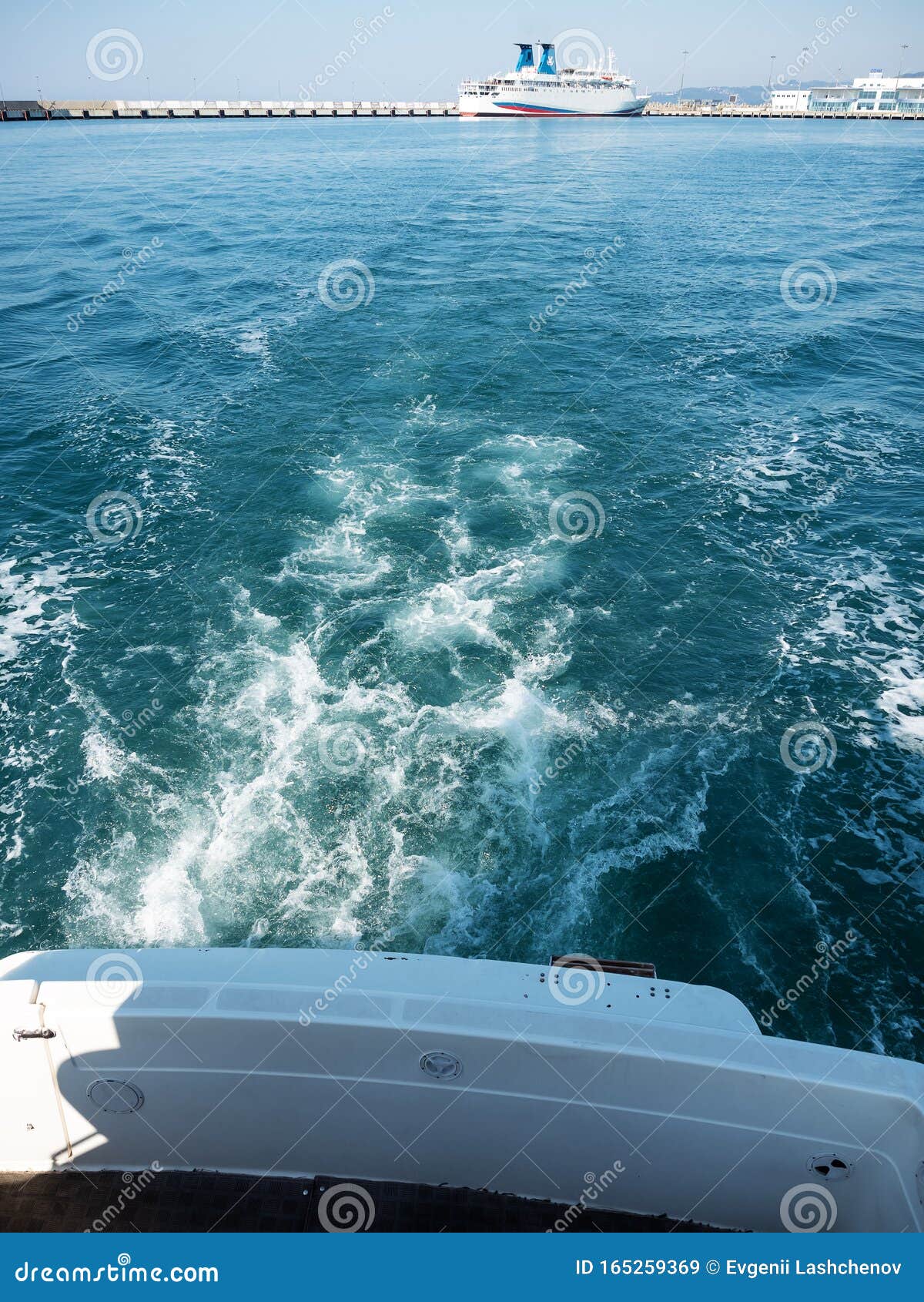 Trail in the Sea from a Boat for a Walk Stock Image - Image of blue ...