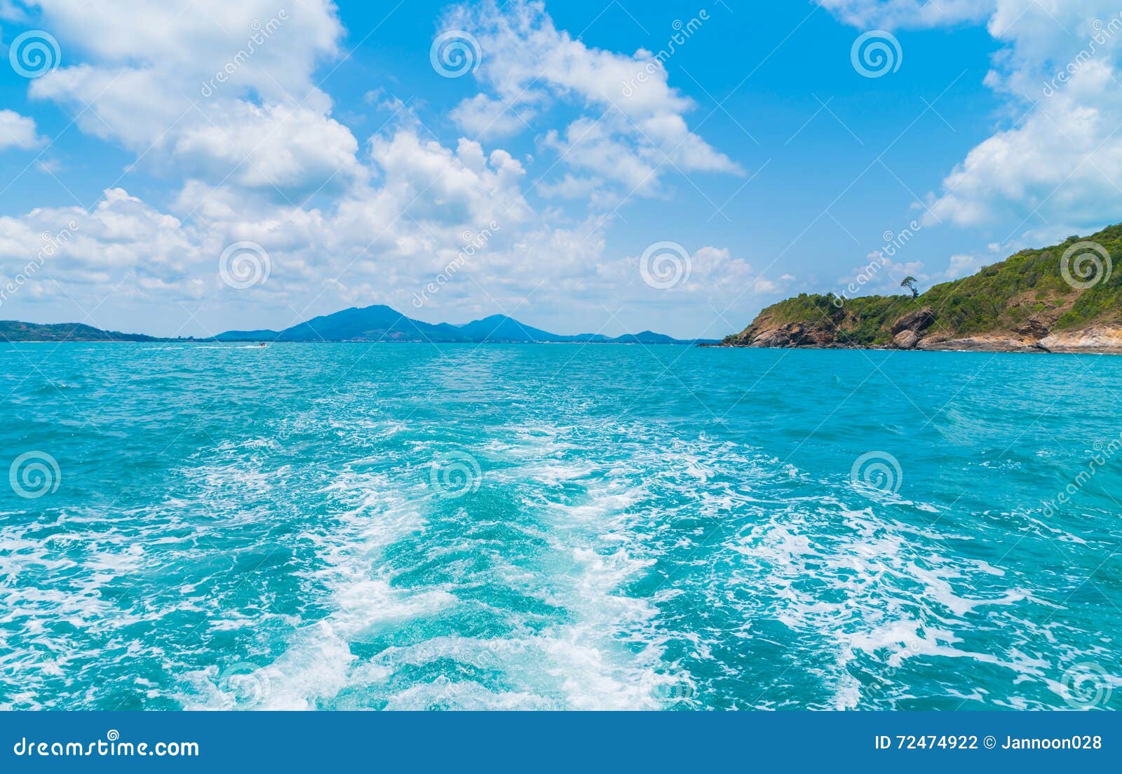 .Trail on Sea Water Surface Behind Boat Stock Photo - Image of blue ...