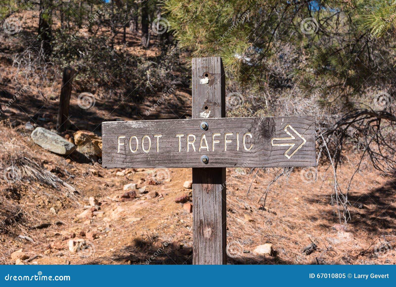 Trail Sign, Foot Traffic Keep Right Stock Image - Image of america ...