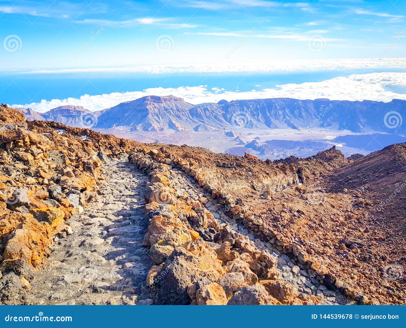 Trail at the Top of the Teide with View of the Caldera and the Island ...