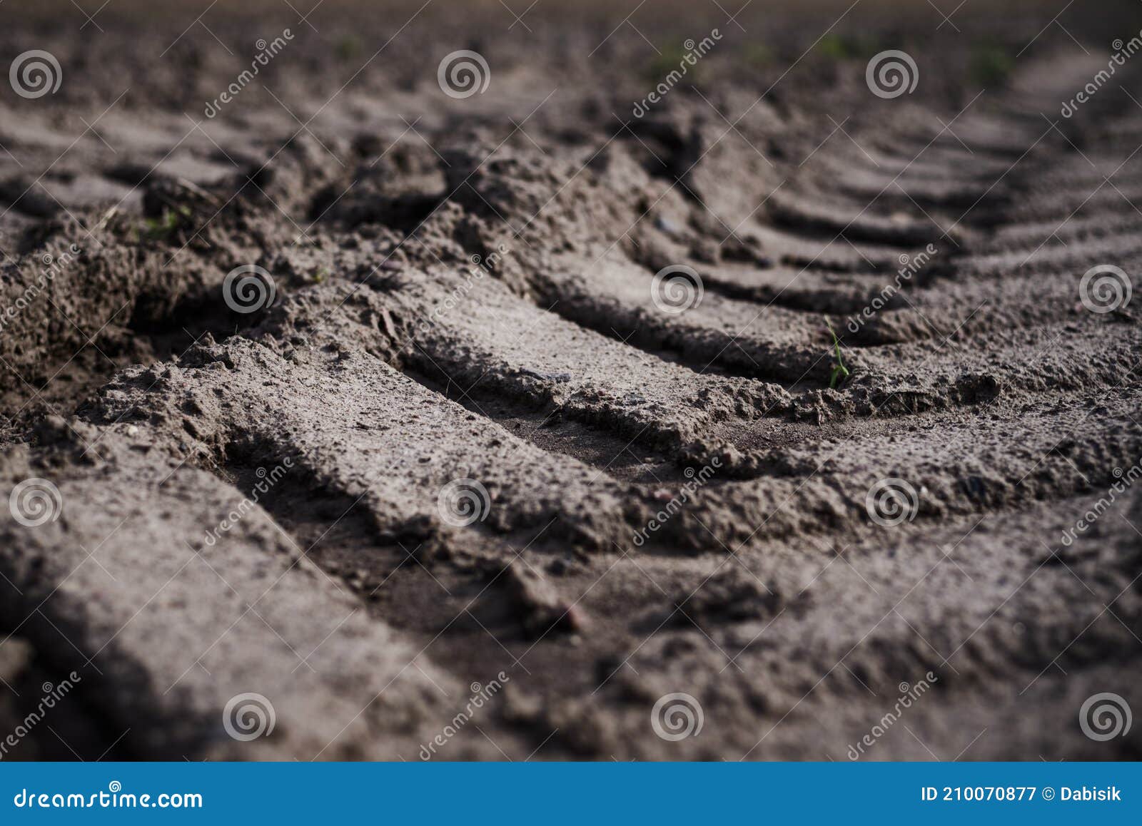 Trail Track of Tractor on Plowed Field Stock Image - Image of farming ...