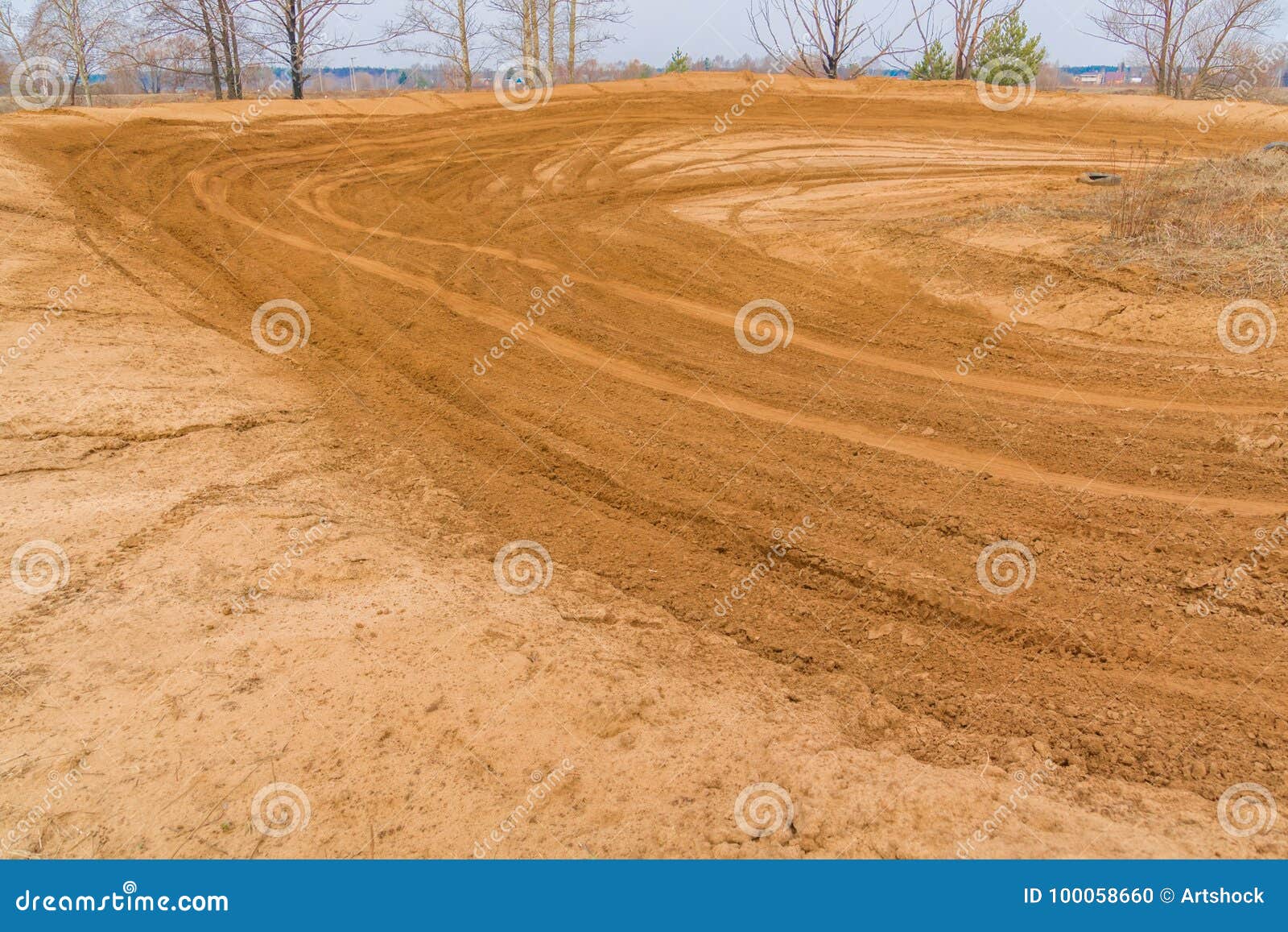 Wheel Track on the Sand stock photo. Image of imprint - 100058660