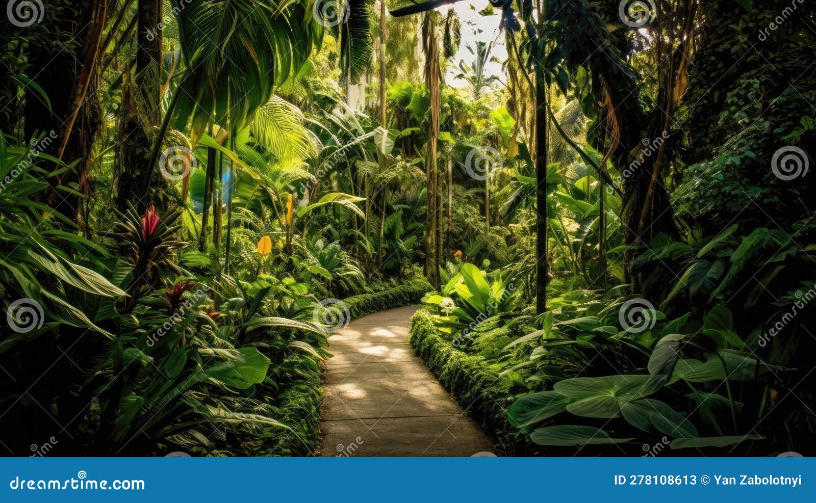 A Trail through a Tropical Jungle with Vibrant Plants. Generative AI ...