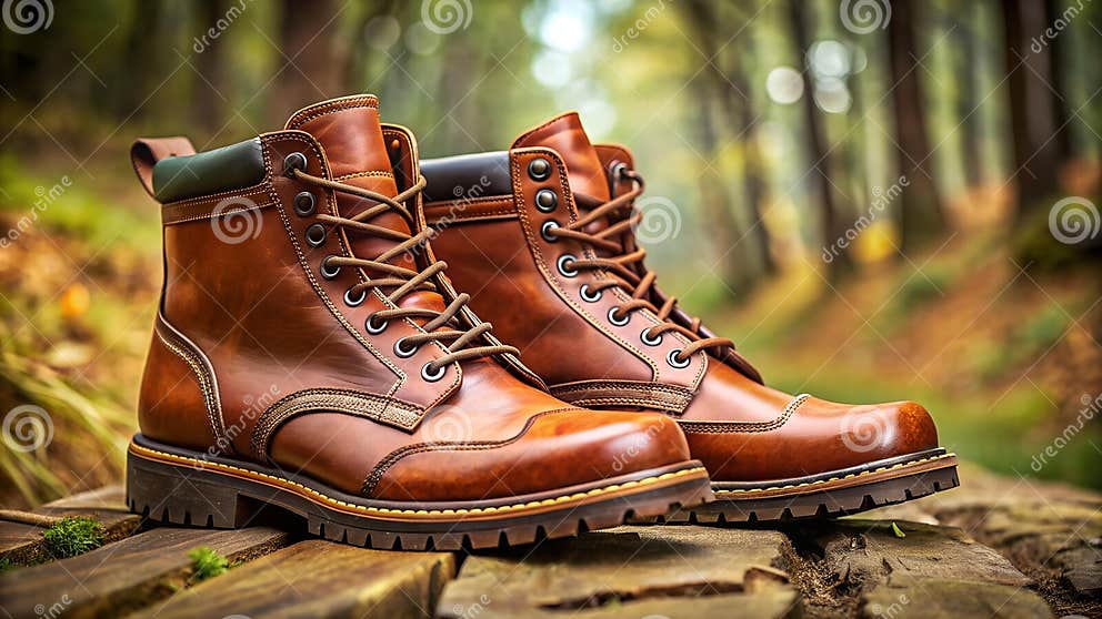 Trailblazer Tan - Rugged Leather Boots for Adventure AI Generated Stock ... Trailblazer Tan - Rugged Leather Boots for Adventure AI Generated Stock ...