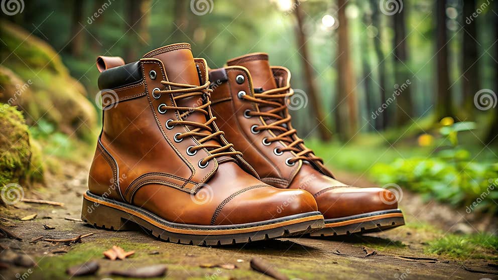 Trailblazer Tan - Rugged Leather Boots for Adventure AI Generated Stock ... Trailblazer Tan - Rugged Leather Boots for Adventure AI Generated Stock ...
