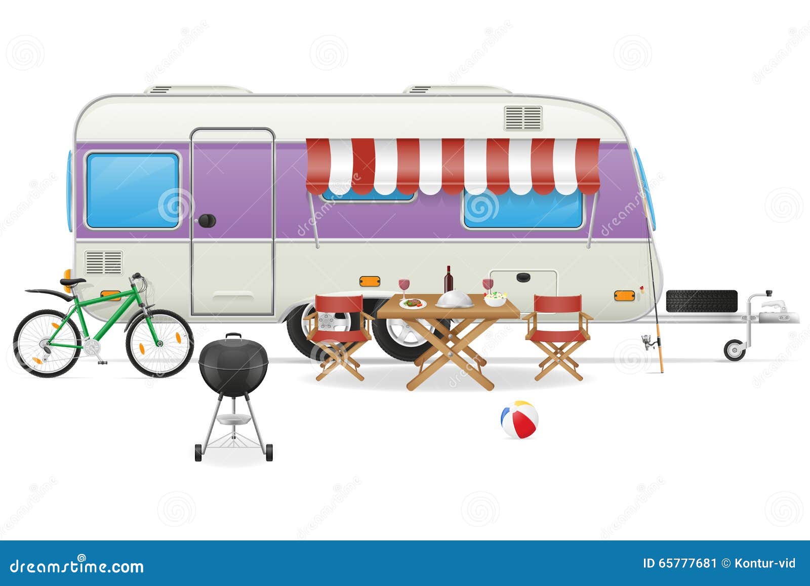 Trailer Camp Caravan Vector Illustration Stock Vector - Image: 65777681