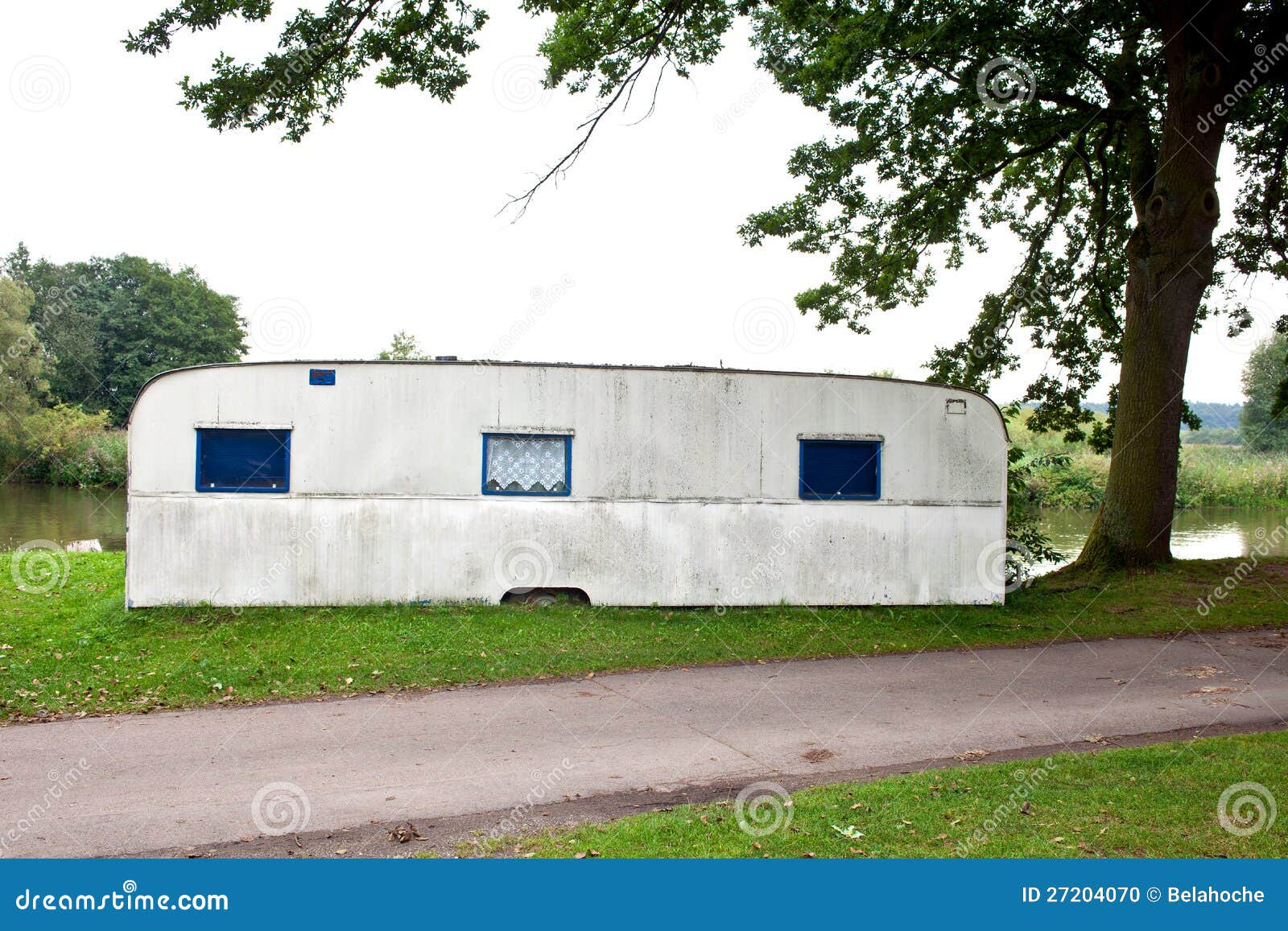 Trailer Camp At Green Valley In The Forest. Glade Full Of Camper Vans ...