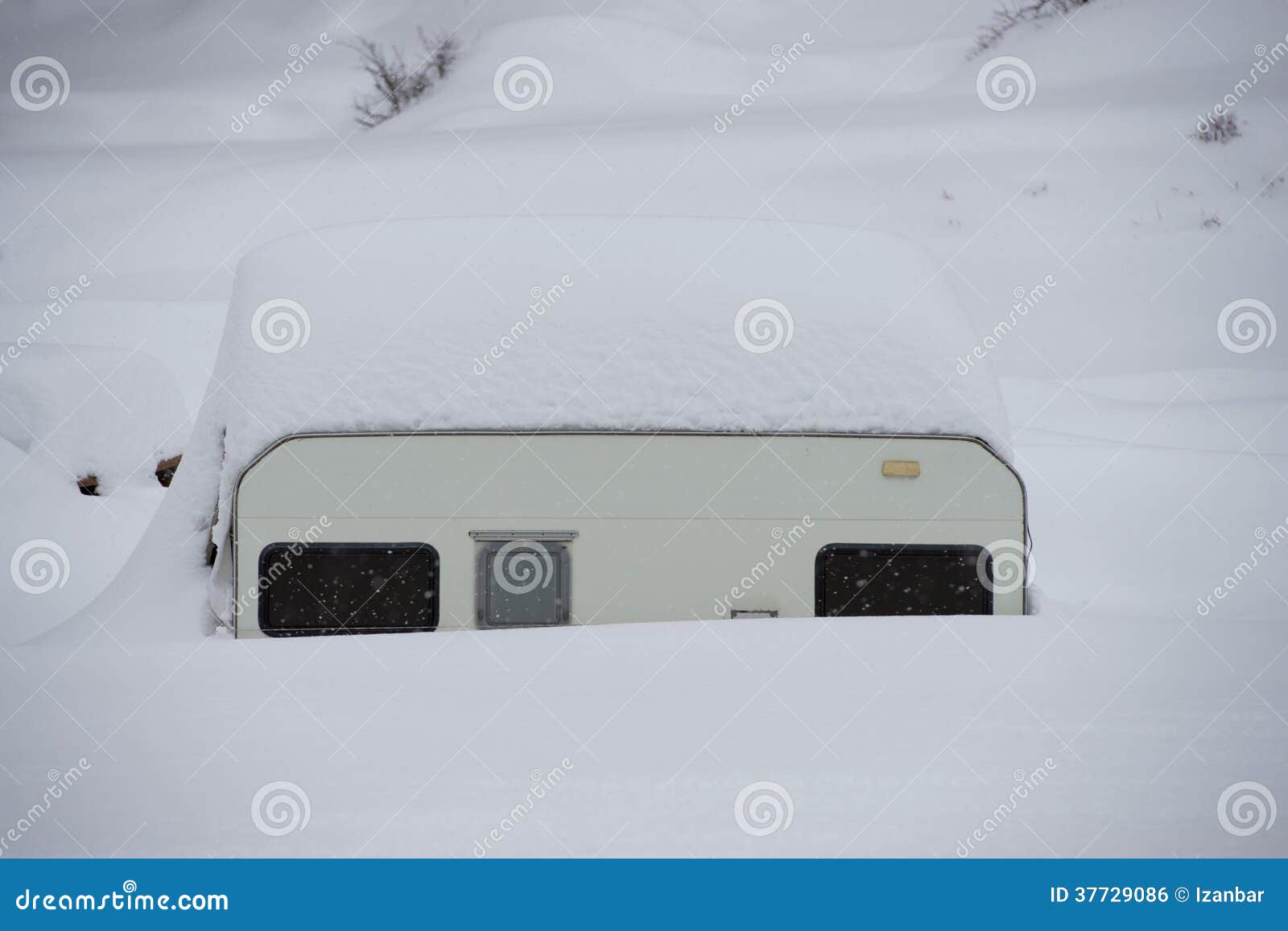 Trailer Caravan Roulotte Covered by Snow Stock Photo - Image of snow ...
