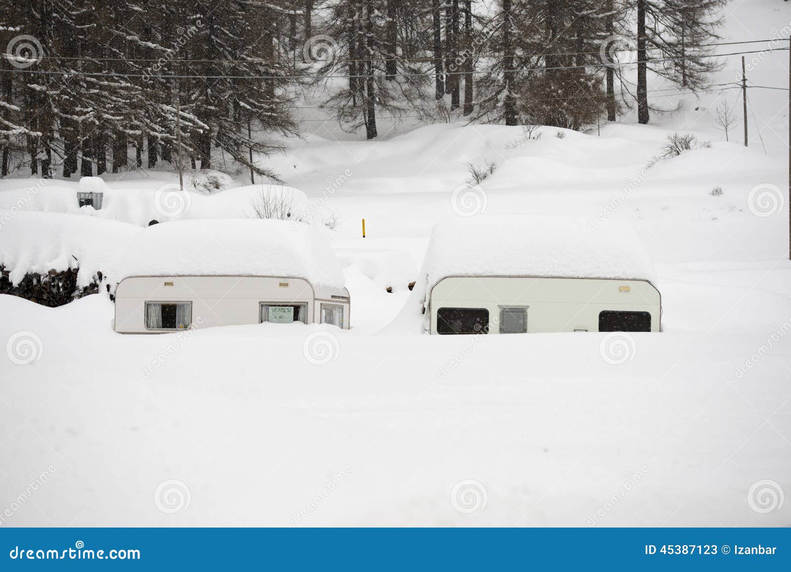 Trailer Caravan Roulotte Covered by Snow Stock Image - Image of home ...